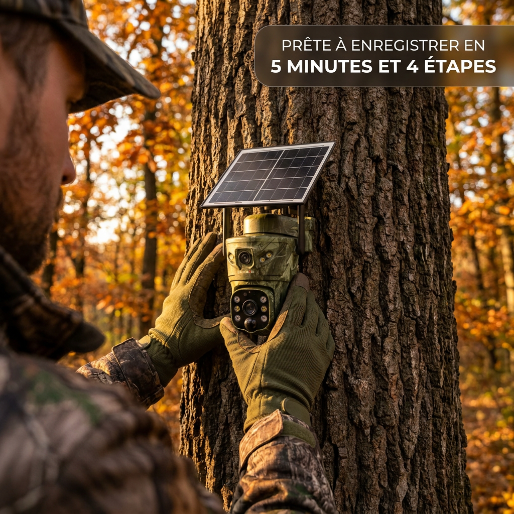 Caméra de Chasse Wifi Connectée au Téléphone Rotation 360° Solaire ...
